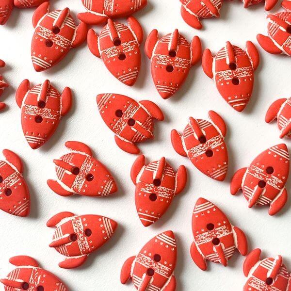15mm - Red Rocket Button - Tangled Yarn